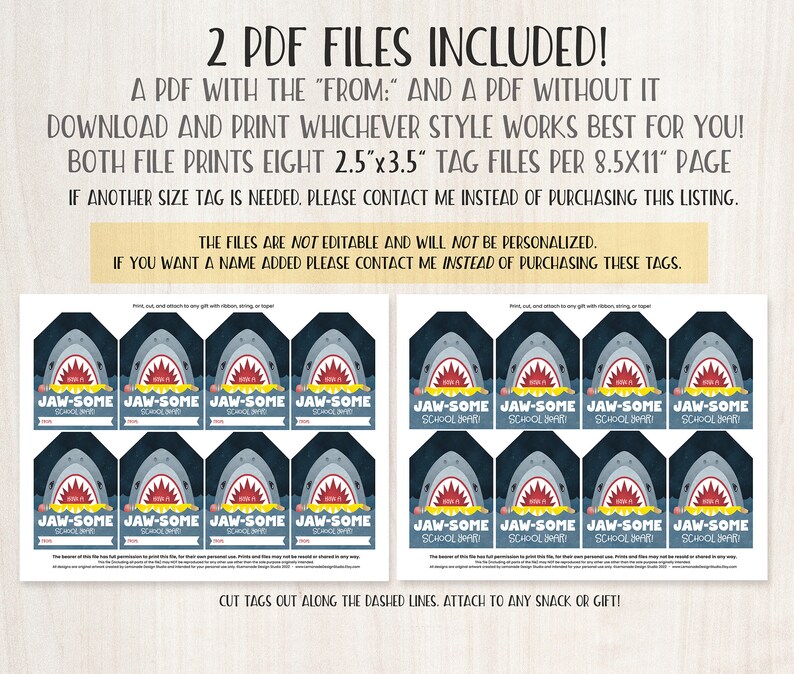 Printable Back to School Gift Tags for Students Shark Pencil - Etsy