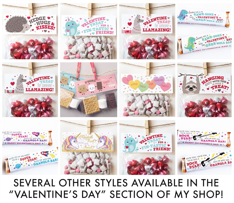 PRINTABLE Kids Valentines Printable Valentine Treat Bag Toppers Llama ...
