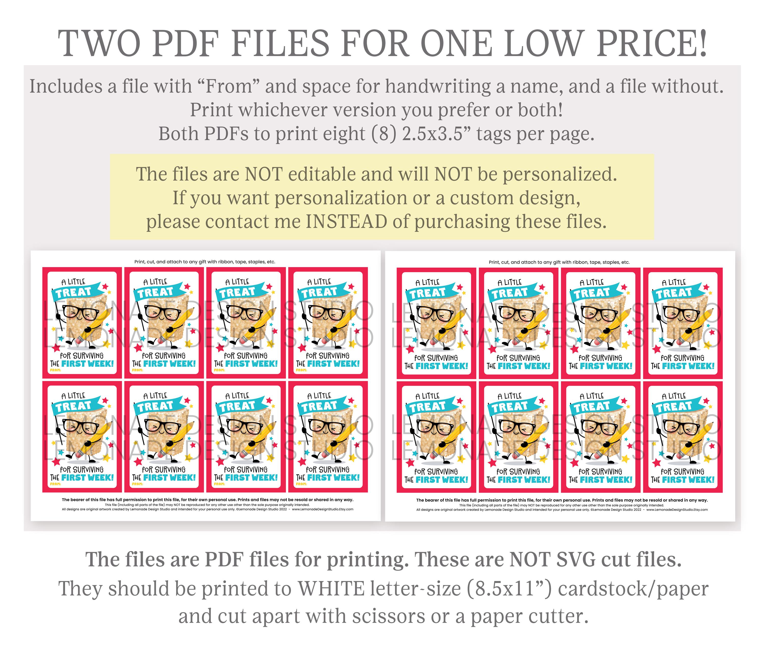First Week Back to School Printable Treat Tag for Students or Teacher ...