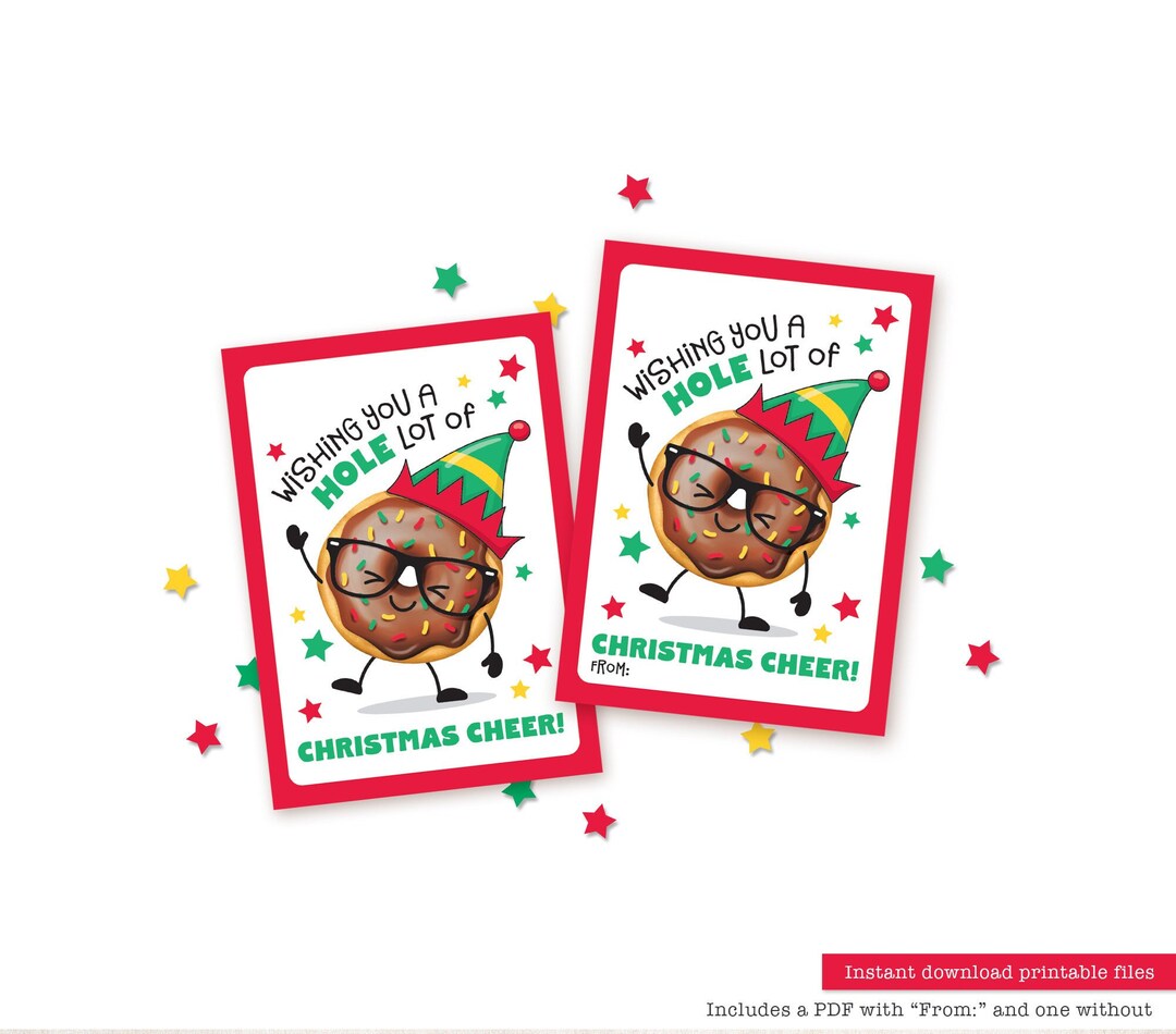 Printable Christmas Donut Tag Treat Tags for Classroom Holiday Party ...