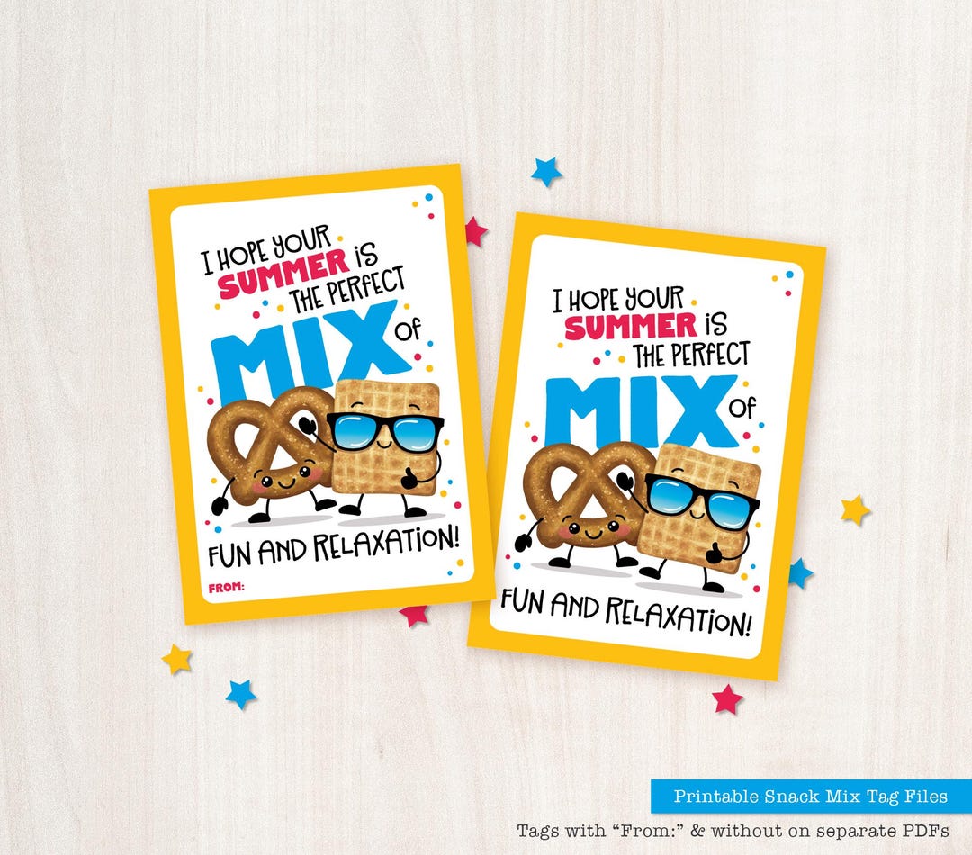 Printable Last Day of School Snack Mix Tags Classroom Treat Tag Pretzel ...