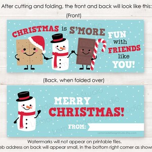 PRINTABLE Christmas Favor Tags, Christmas Treat Tags, Christmas Smores ...