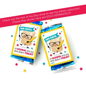 100 Days of School Printable Tag Classroom Snack Tag Chip Bag Tags Gift ...