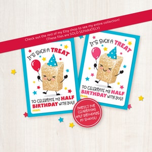 Printable HALF Birthday Treat Tag Classroom Treat Bag Tag Chocolate ...