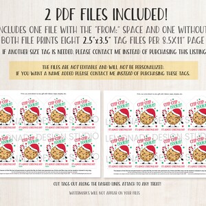 Printable Christmas Cookie Tag Classroom Treat Bag Chocolate Chip ...