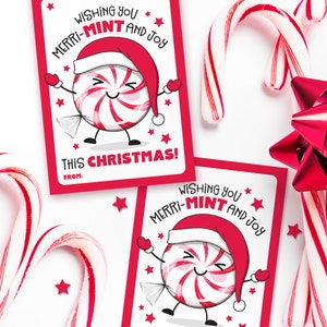 Printable Peppermint Christmas Treat Tags Hot Cocoa Candy Canes School ...