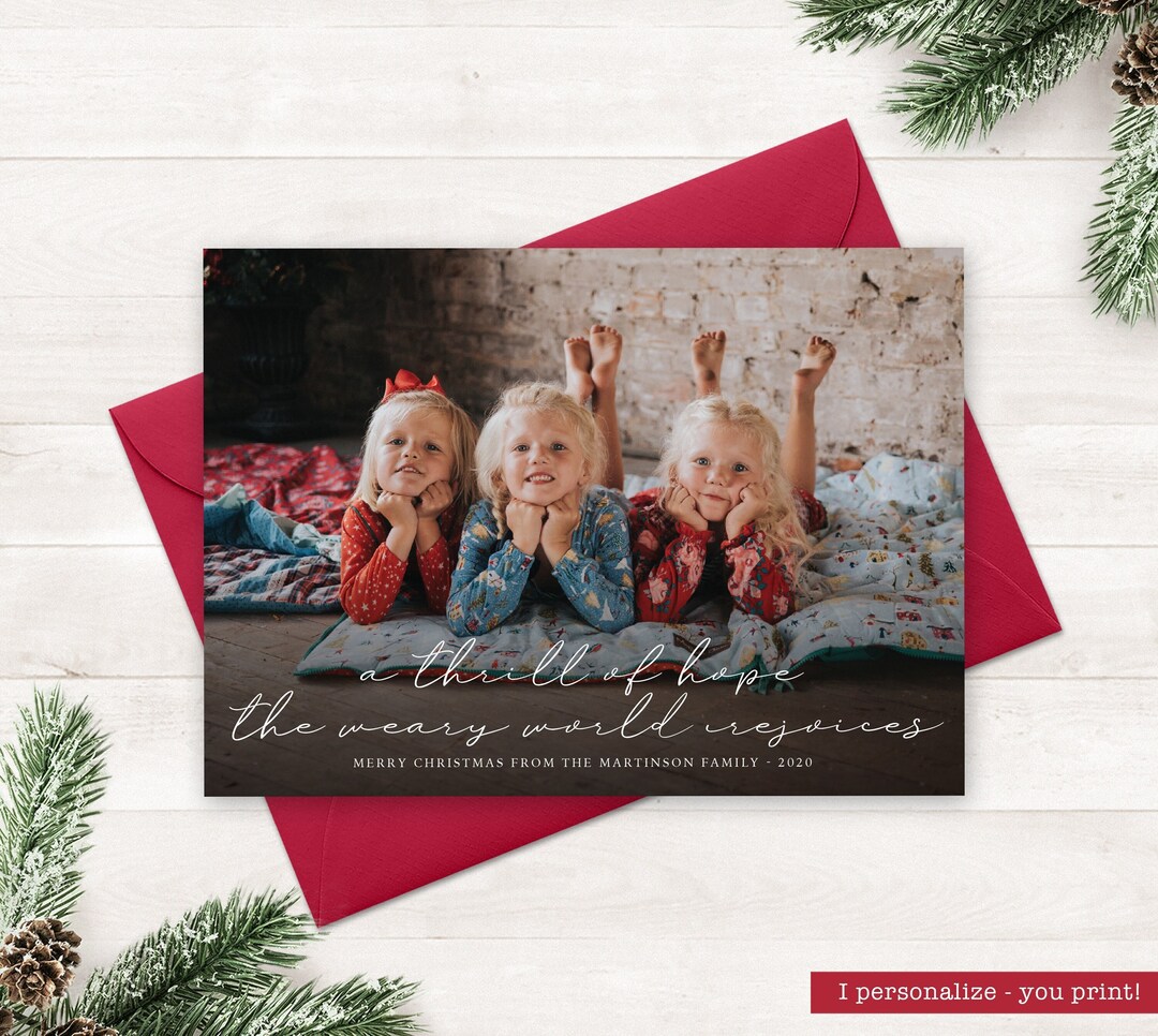 Thrill of Hope Christmas Card Printable Personalized Holiday Cards ...