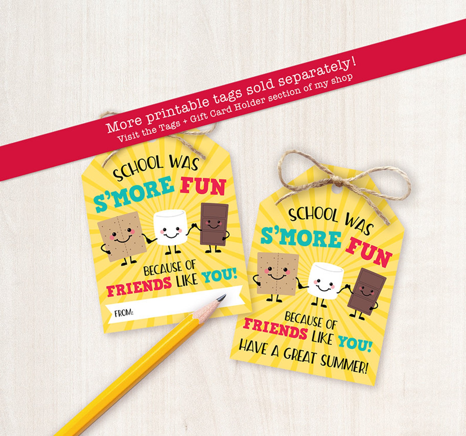 PRINTABLE End Year Gift Tags Smores Tags S'mores Favor - Etsy