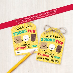 PRINTABLE End Year Gift Tags, Smores Tags, S'mores Favor Tags, Summer ...