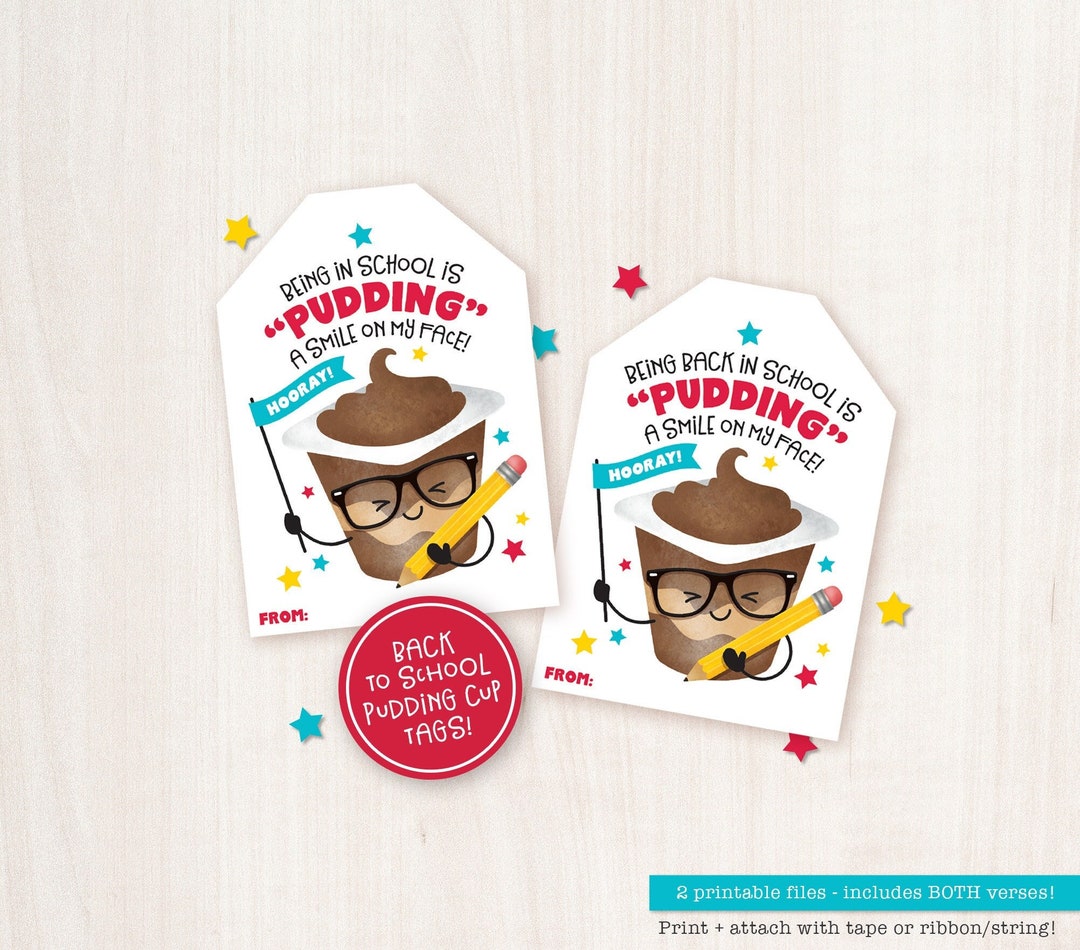Printable Pudding Cup Tags Back to School Classroom Treat Tag Classroom ...