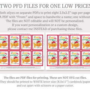 Printable Christmas Snack Tag Goldfish Crackers Classroom Non-candy ...