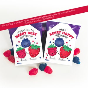Classroom Birthday Treat Tags for School Berry Fruit Snack Tags ...