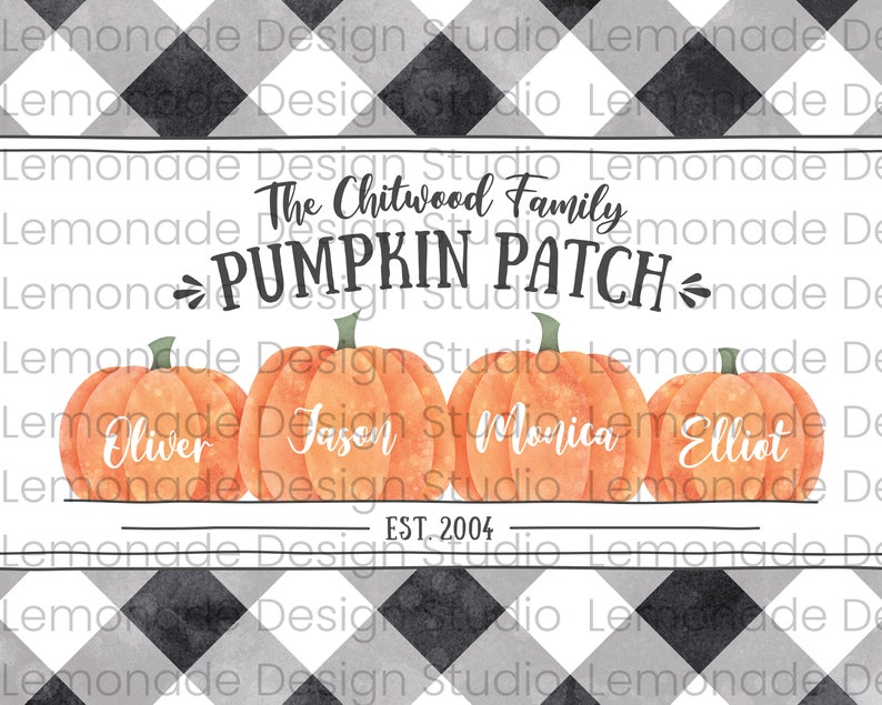Fall Printable Wall Art Personalized Family Pumpkin Patch Sign - Etsy