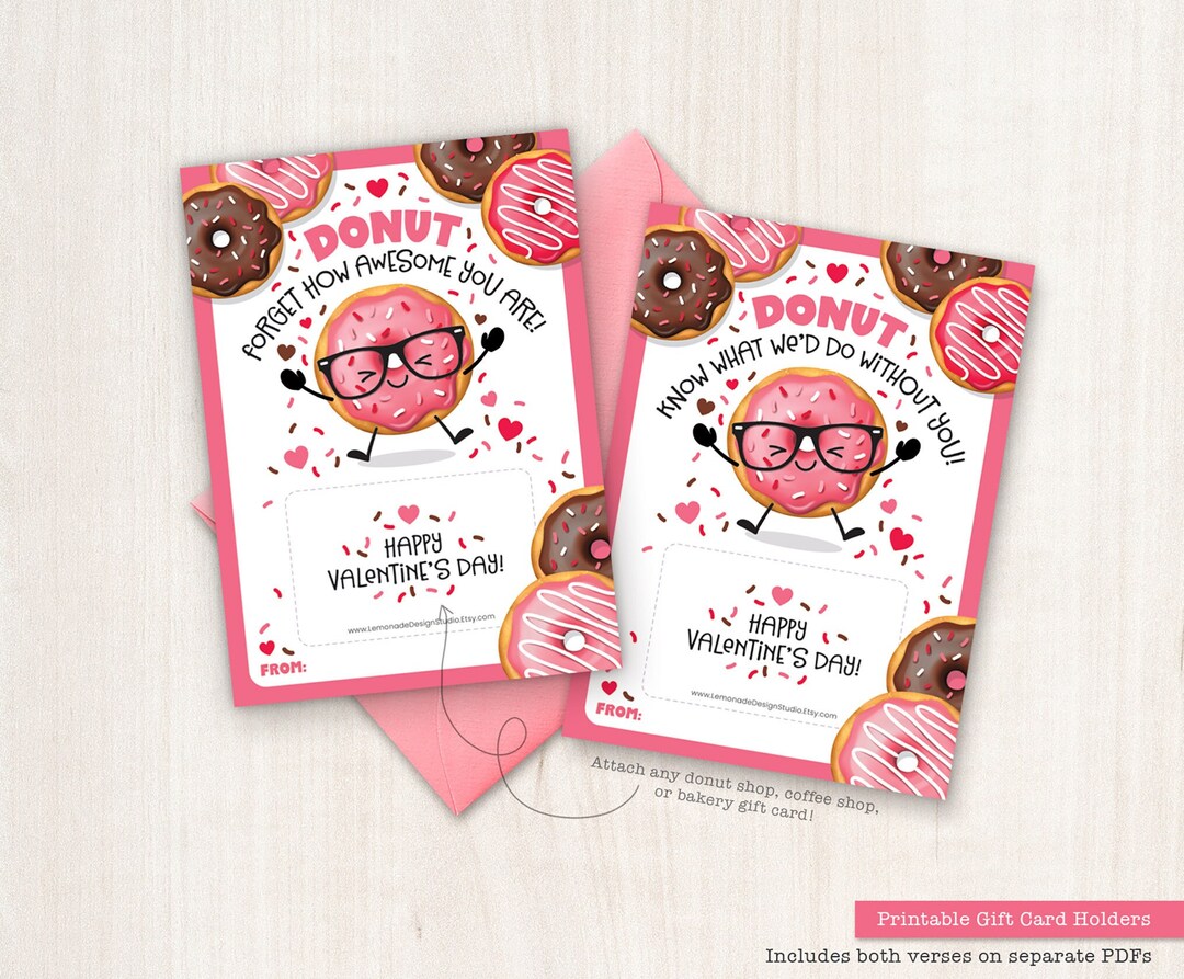 PRINTABLE Donut Shop Gift Card Holder Teacher Valentine Card Gift ...