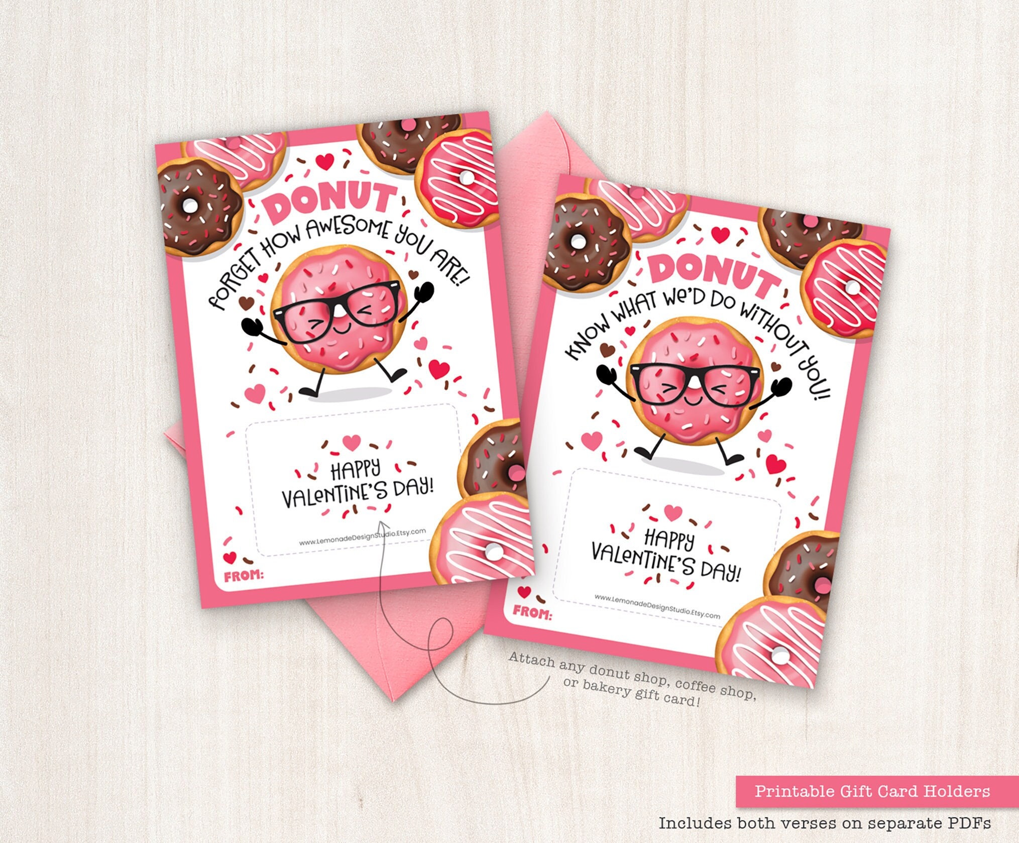 PRINTABLE Donut Shop Gift Card Holder Teacher Valentine Greeting Card ...
