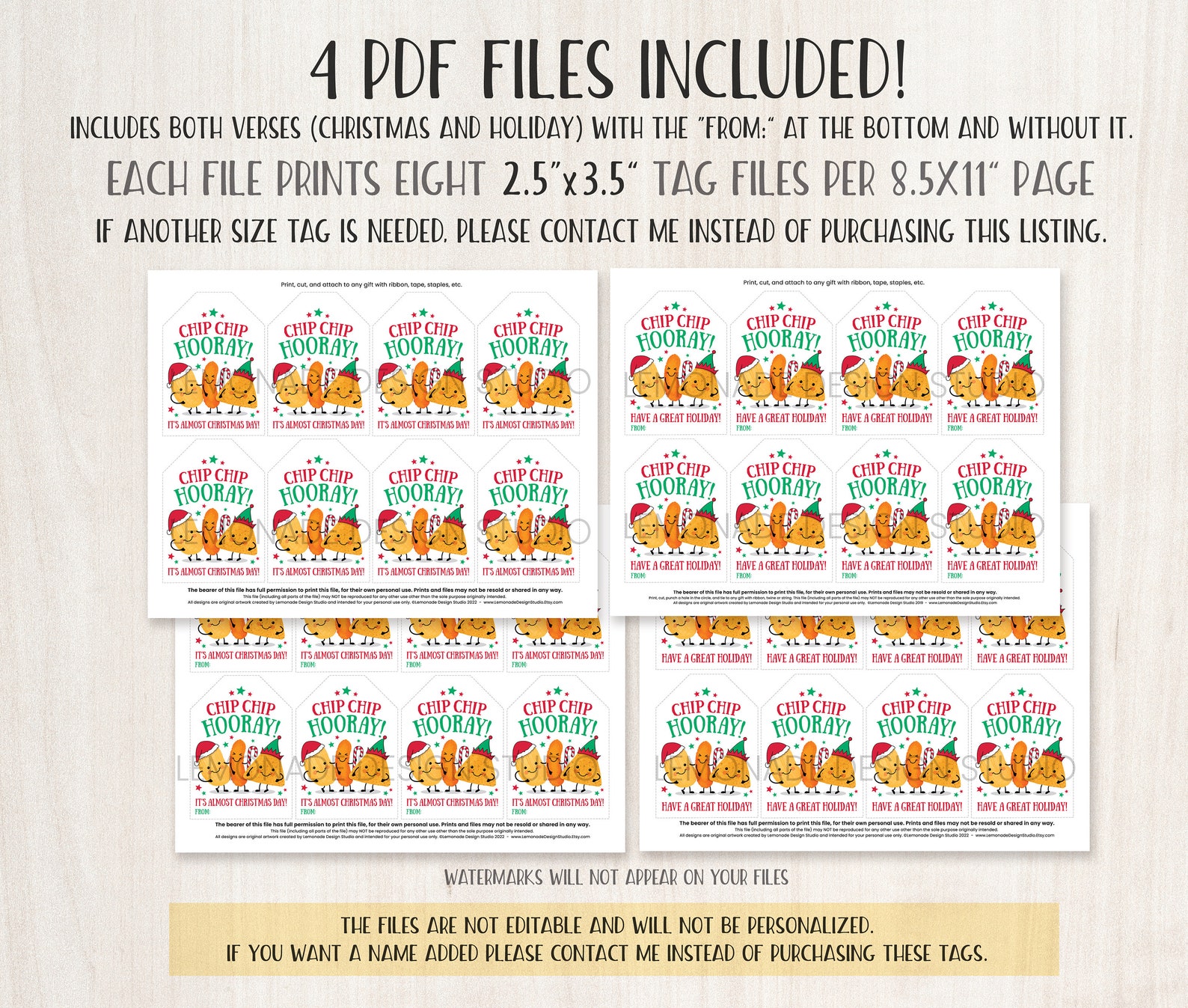 Printable Christmas Chip Tags Classroom Holiday Party Snack - Etsy