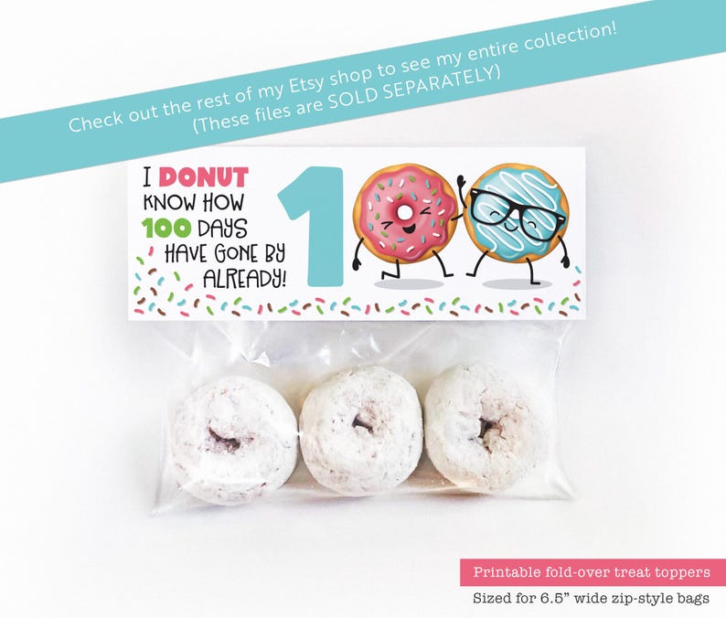 100 Days of School Printable Treat Tag Roll up Fruit Snack Tags ...