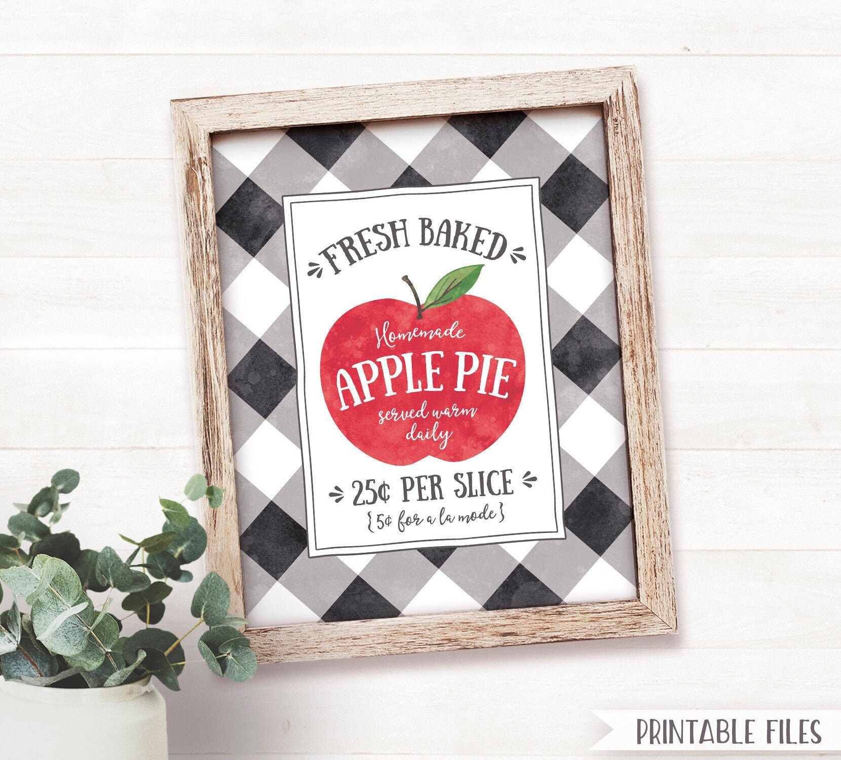 PRINTABLE Apple Pie Sign, Apple Sign, Autumn Decor Buffalo Check Decor ...