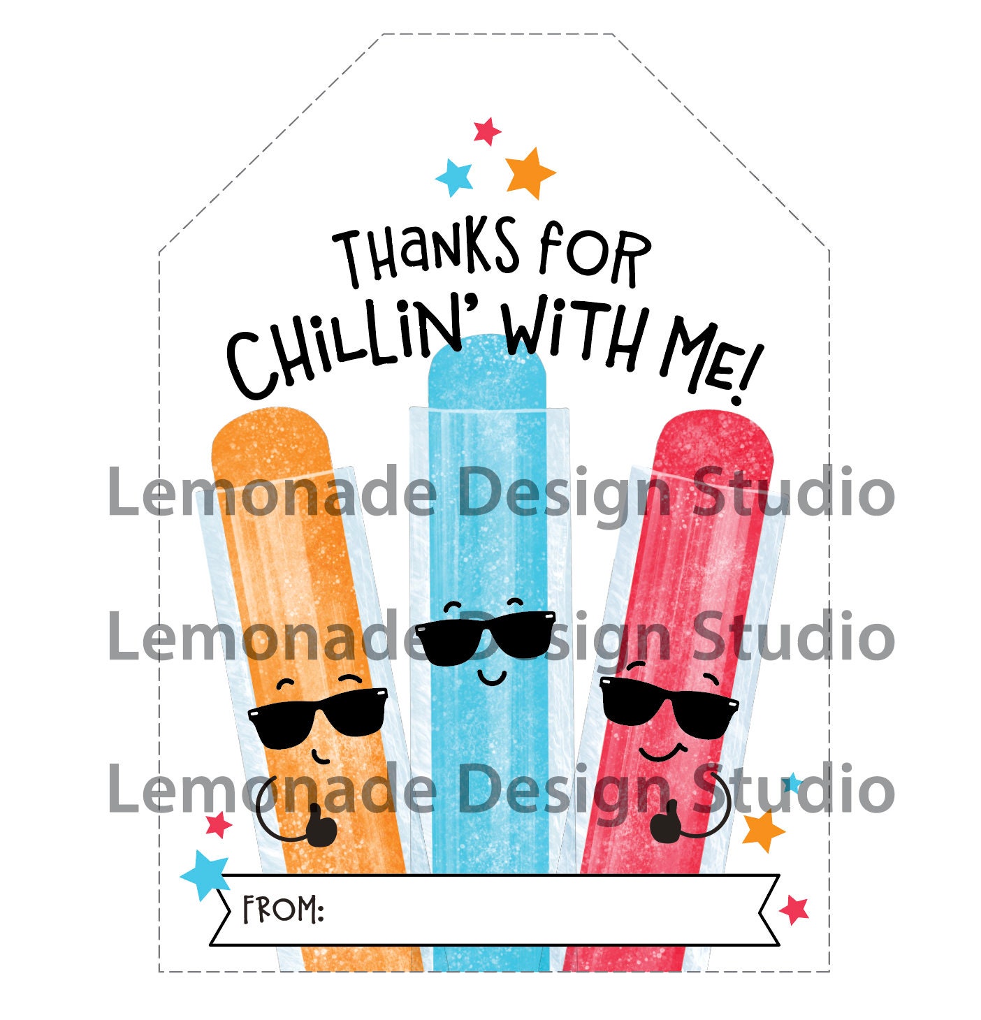 Printable Freeze Pop Tag Birthday Favor Treat Tag Summer Birthday End ...