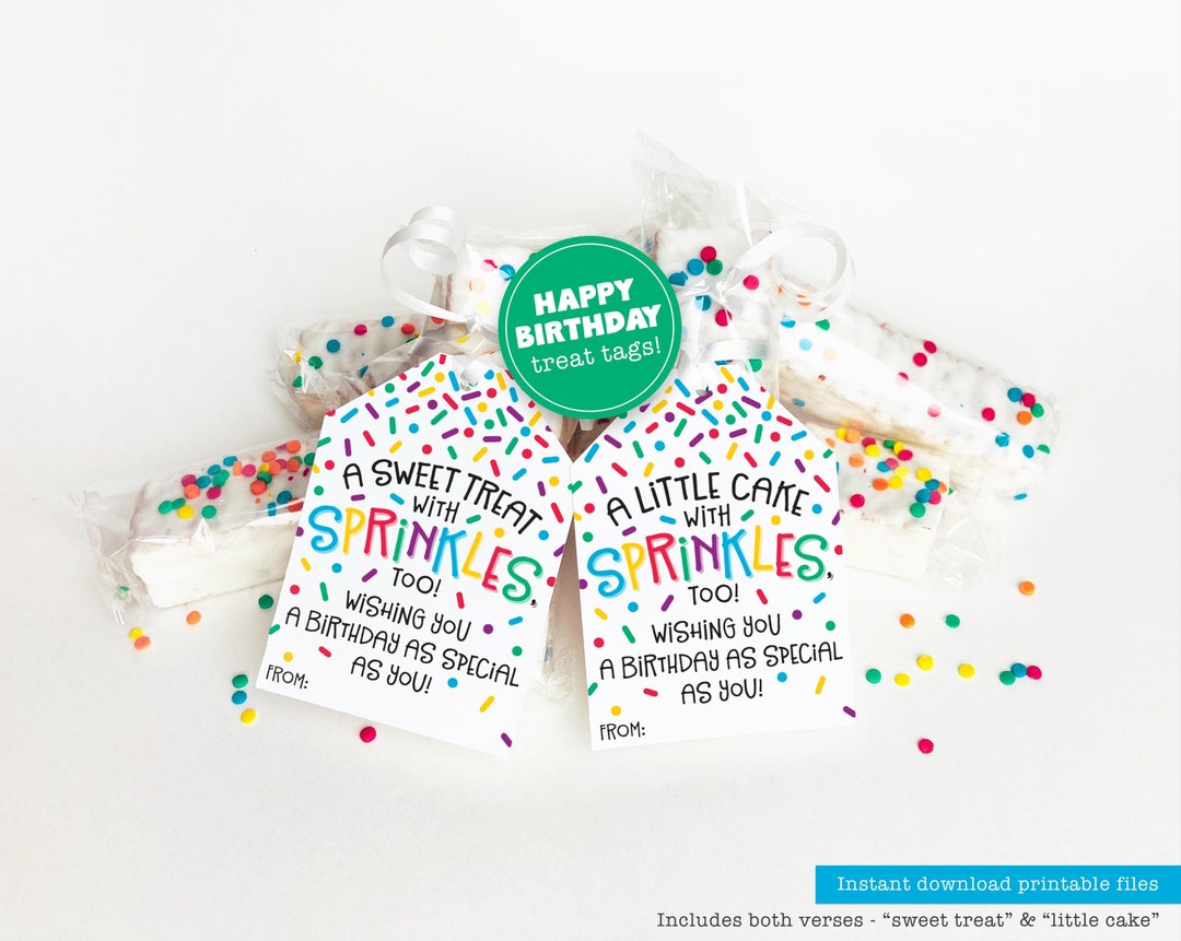 Printable Happy Birthday Treat Tag Snack Cake Cupcake Cookies Sprinkles ...