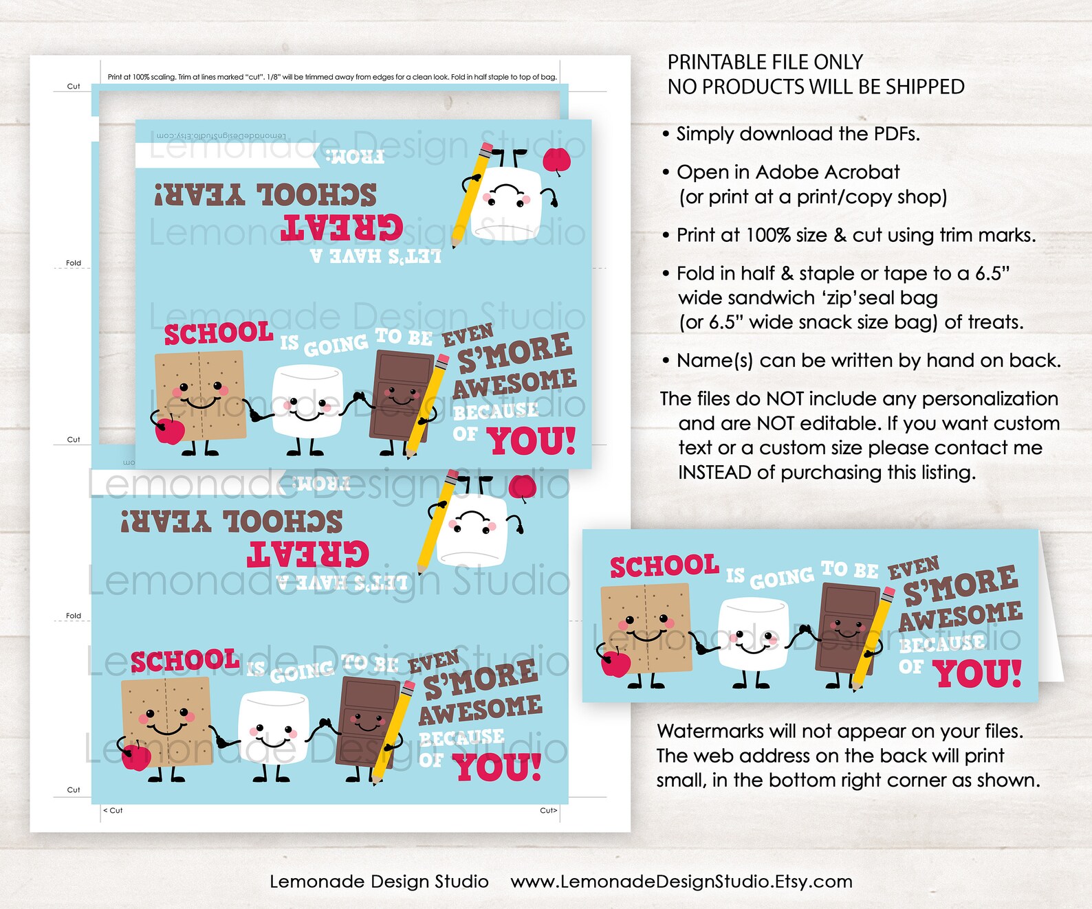 Back to School Gift for Students Printable Smores Tags First Day of ...