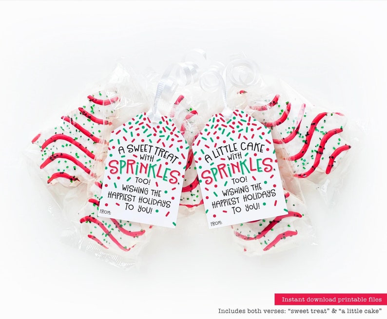 Printable Holiday Treat Tag Classroom Christmas Tree Snack Cake Cupcake ...