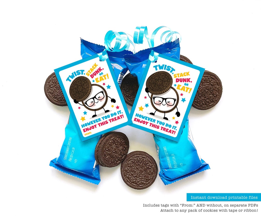 Printable Sandwich Cookie Treat Tag Cookies Gift Tag Classroom Treat ...