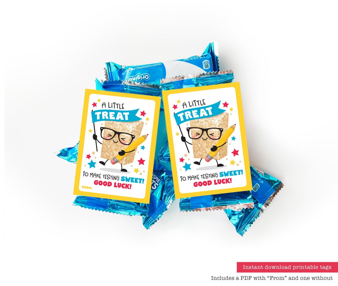 Printable Testing Day Snack Tag Classroom Treat Tag Crispy Rice Treats ...