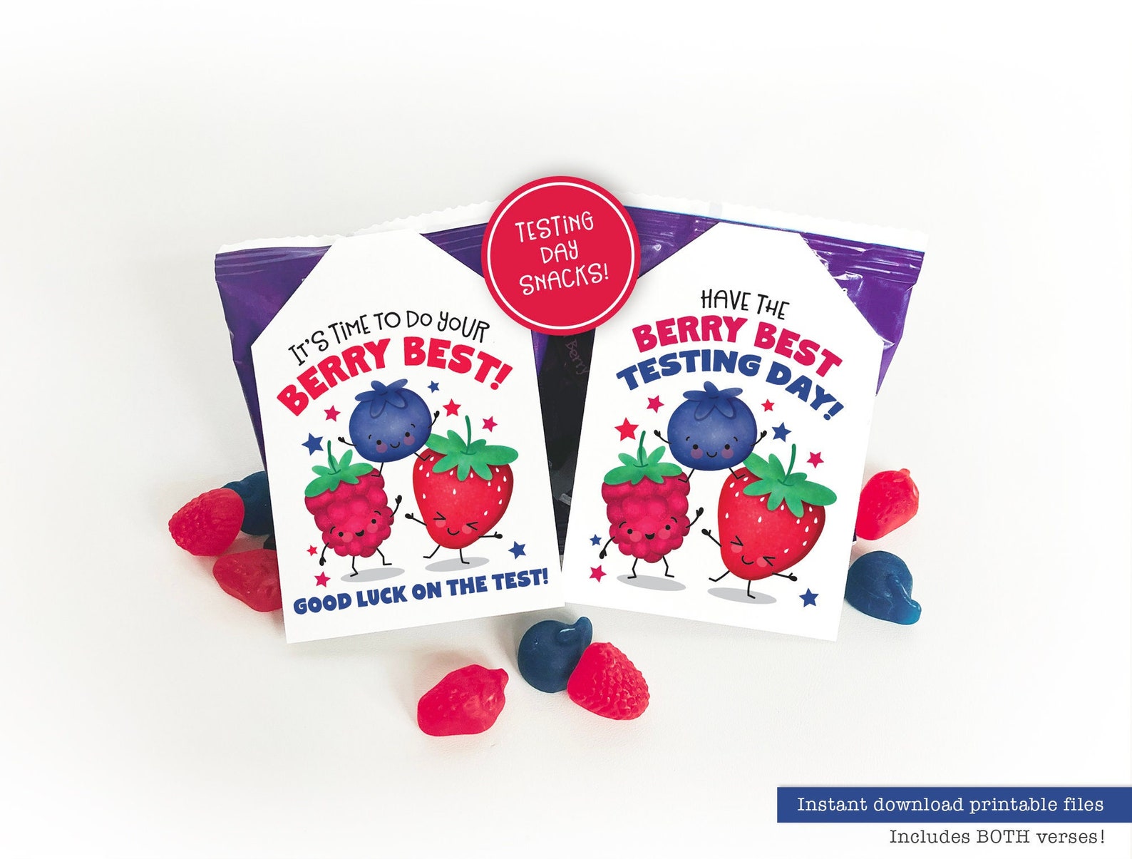 Printable Testing Day Snack Tag Classroom Berry Fruit Snacks Berry ...