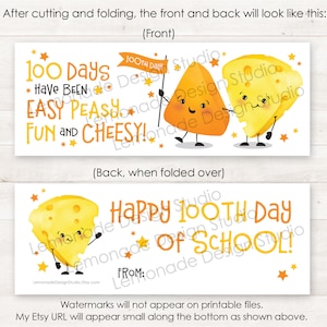 Printable 100th Day of School Tags for Students Snack Back Topper ...
