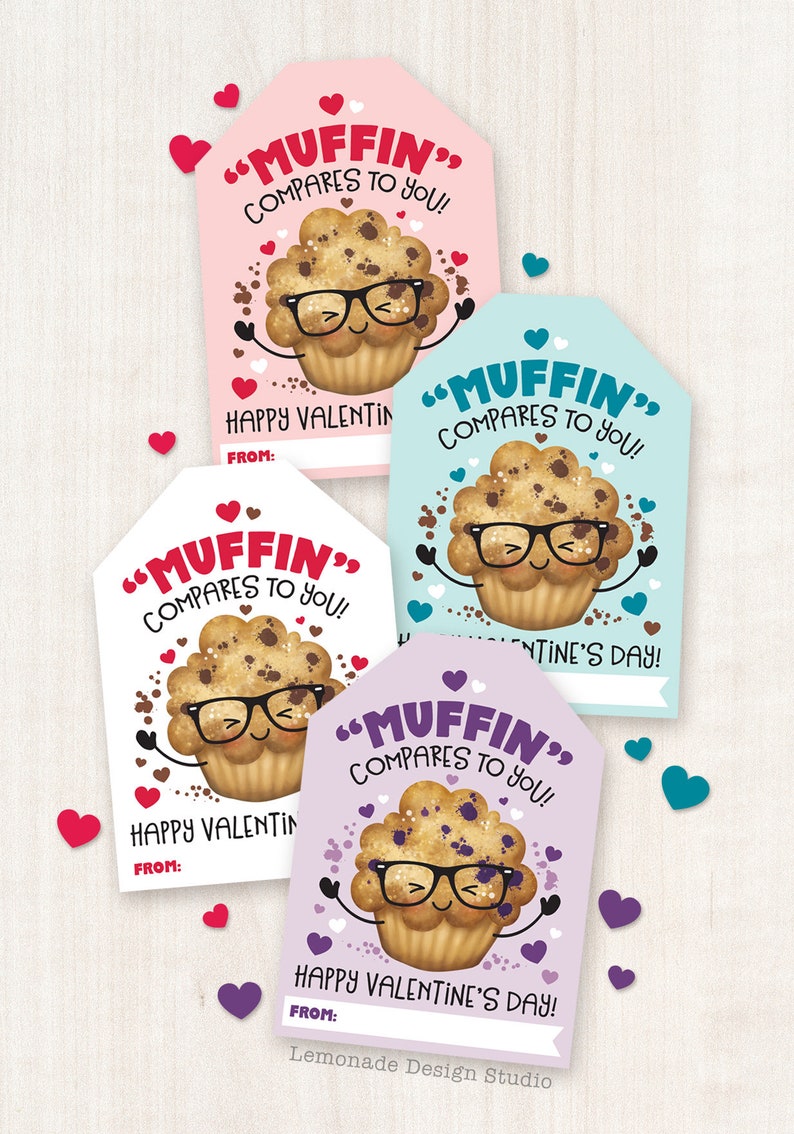 Kids Valentines Cards Muffin Valentine Tags Printable - Etsy