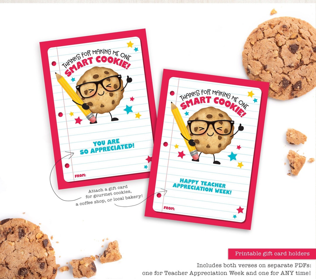PRINTABLE Smart Cookie Gift Card Holder Teacher Gift Teacher ...