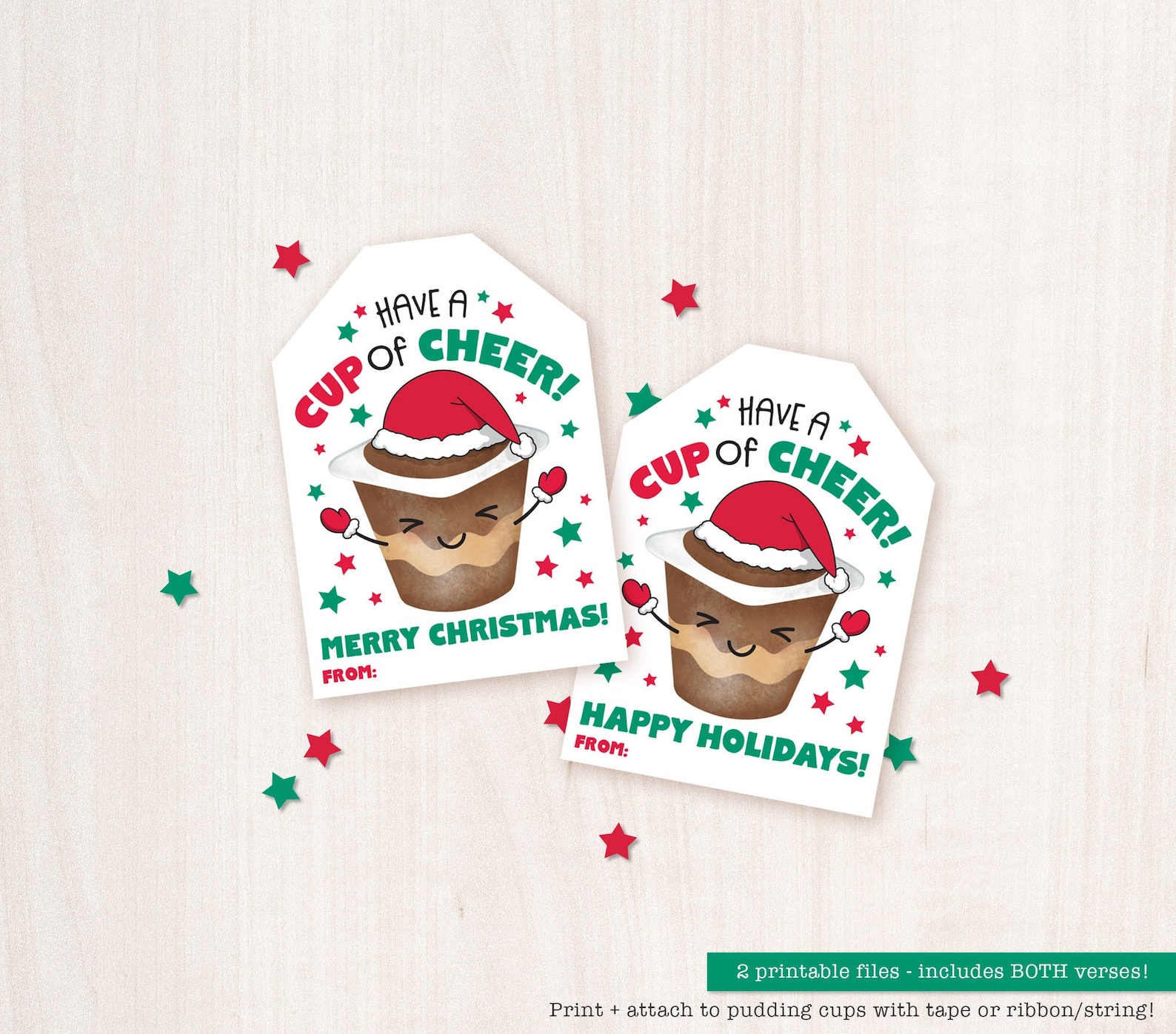 Printable Christmas Treat Tags Pudding Cup Tags School Labels - Etsy