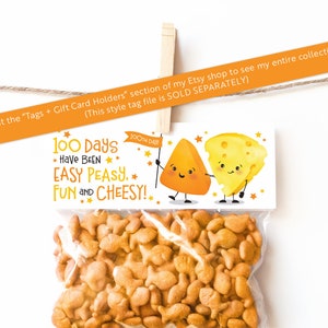 100 Days of School Printable Tag Classroom Snack Tag Chip Bag Tags Gift ...
