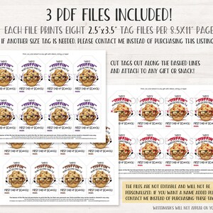 Printable Back to School Gift Tags for Students Snack Tag Classroom ...