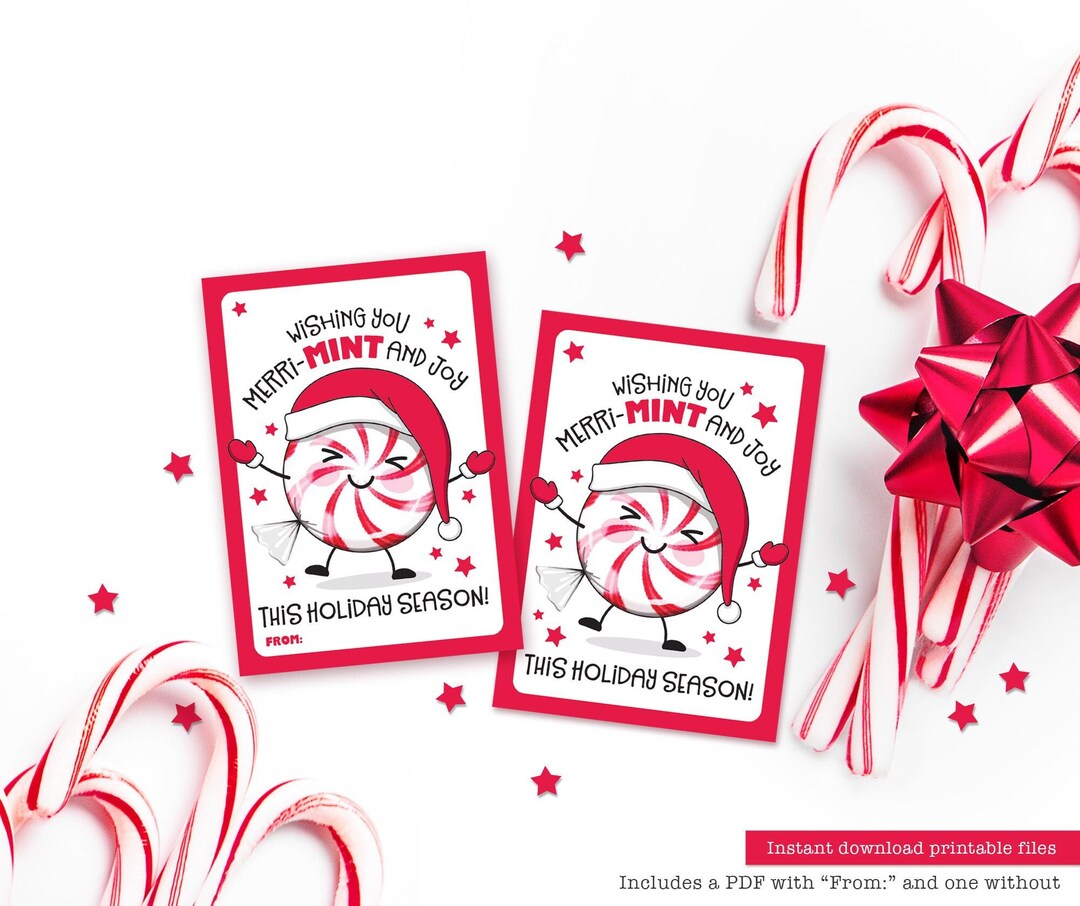 Printable Peppermint Holiday Treat Tags Hot Cocoa Candy Canes School ...