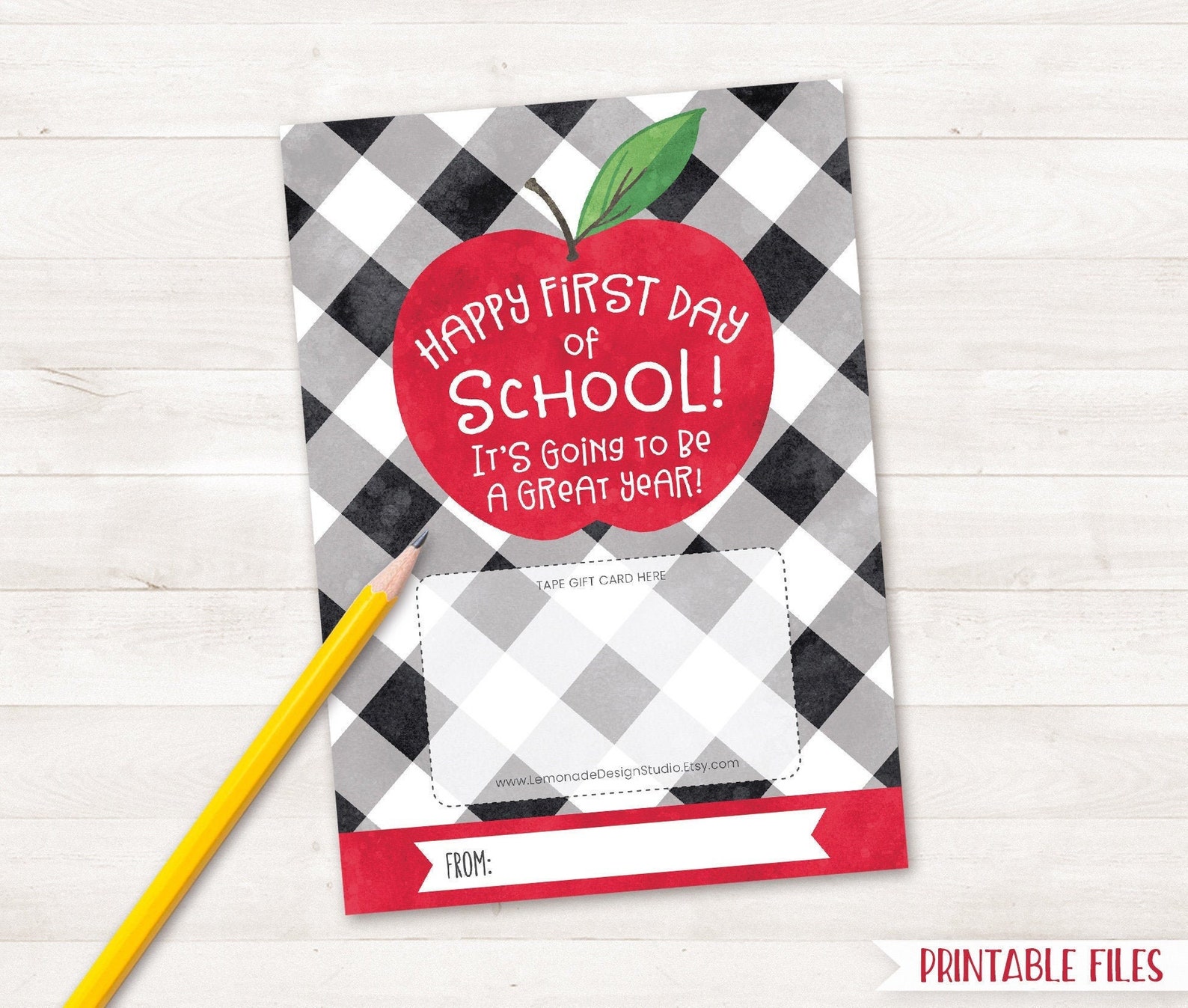 Back to School PRINTABLE Teacher Gift Card Holder Happy First - Etsy