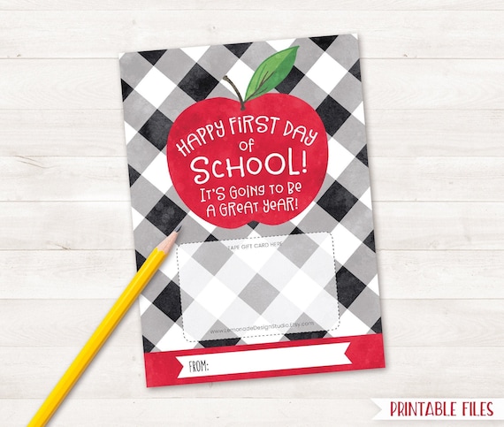 Back to School PRINTABLE Teacher Gift Card Holder, Happy First Day of ...