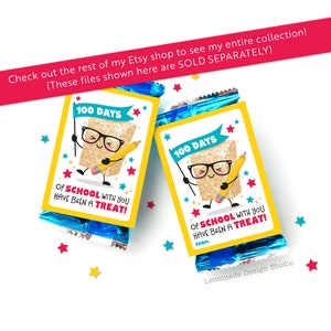 Printable 100th Day of School Tags for Students Snack Tag Classroom ...