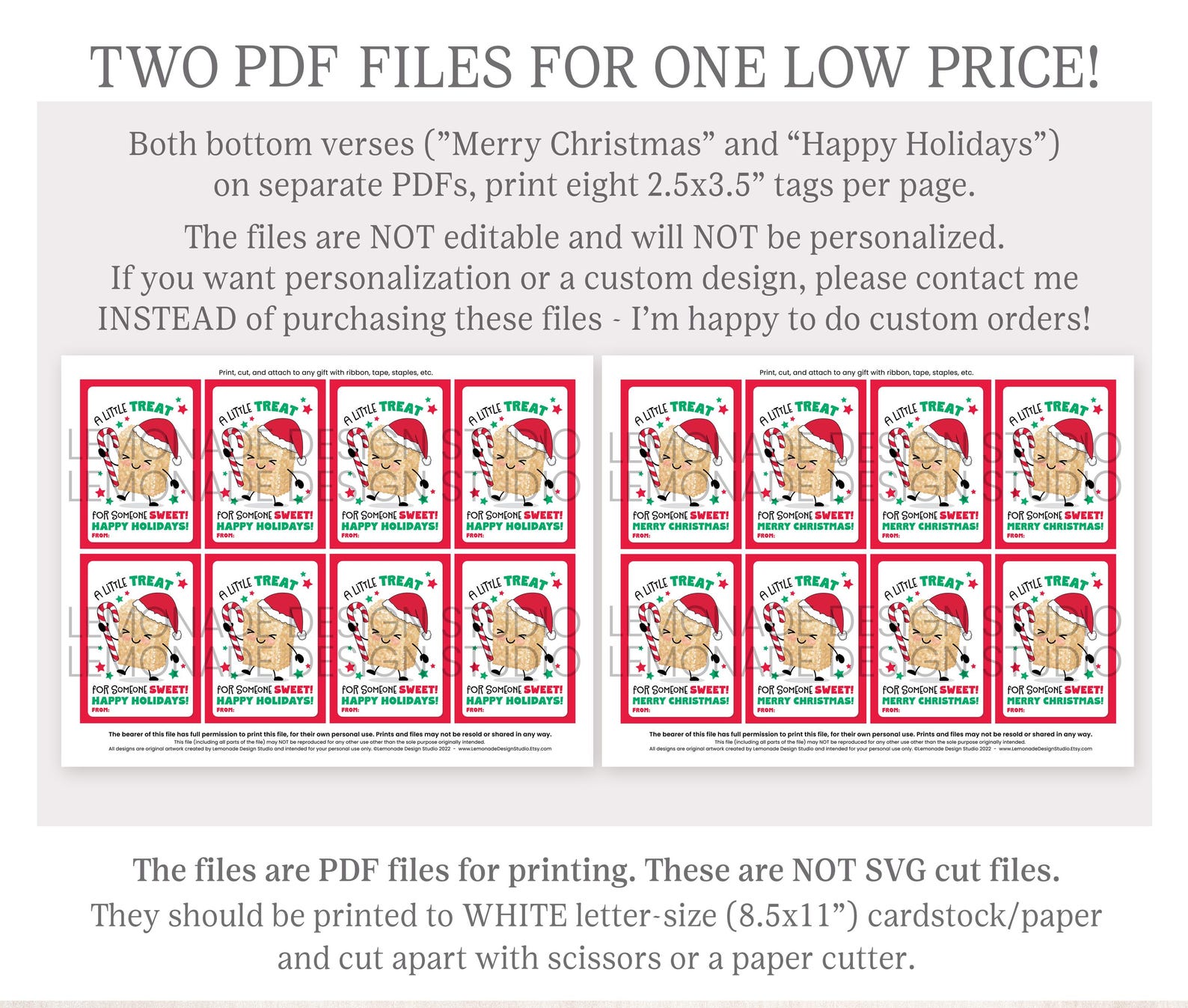 Printable Christmas Treat Tag for Crispy Rice Treats Classroom Holiday ...