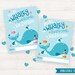 PRINTABLE Valentine Cards Kids Whale Valentines Classroom Valentines ...