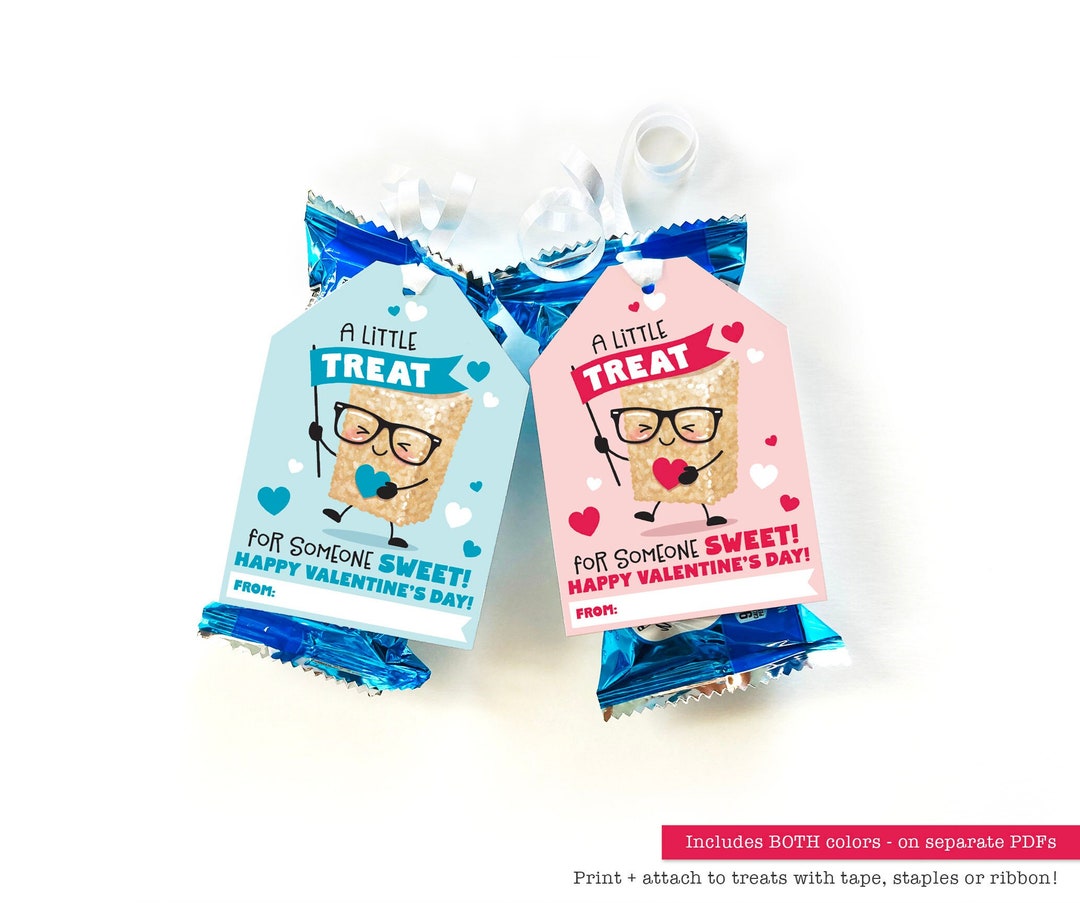 Crispy Rice Treats Valentine Tags Printable Kids Classroom Valentines ...