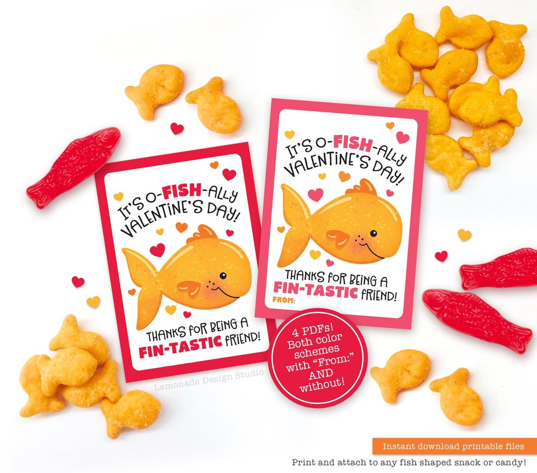 Printable Valentine Tag for Kids Fish Crackers Gummy Fish Goldfish ...