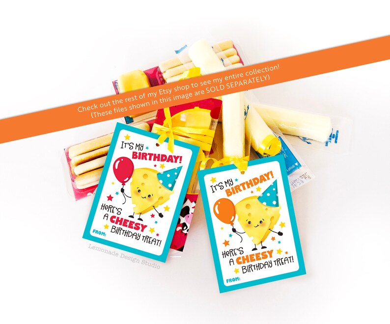 Printable Birthday Snack Tag Classroom Birthday Treat Tag Cheese Snack ...
