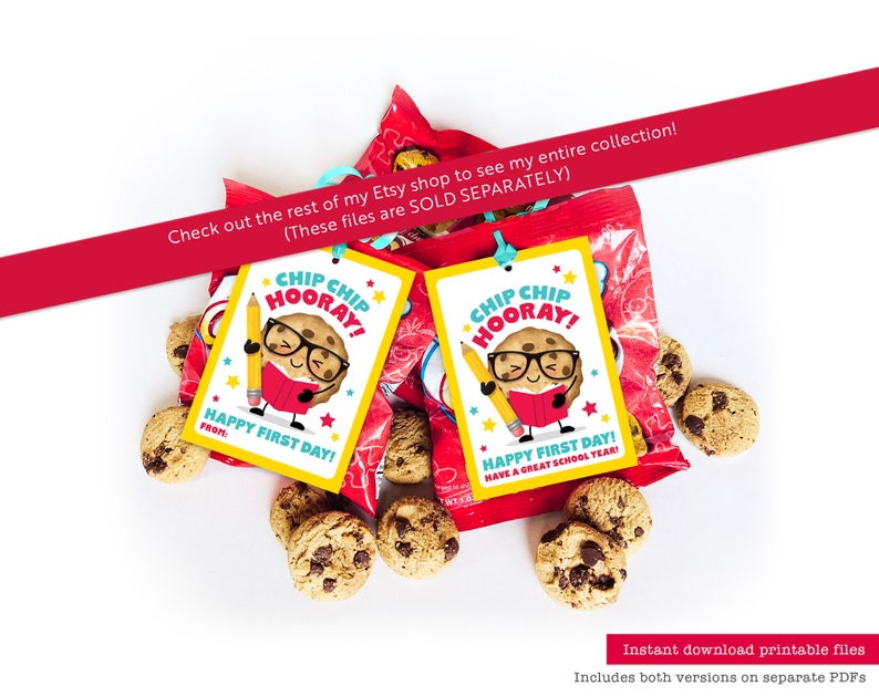 Back to School Treat Tags Printable Cookies Happy First Day of School ...