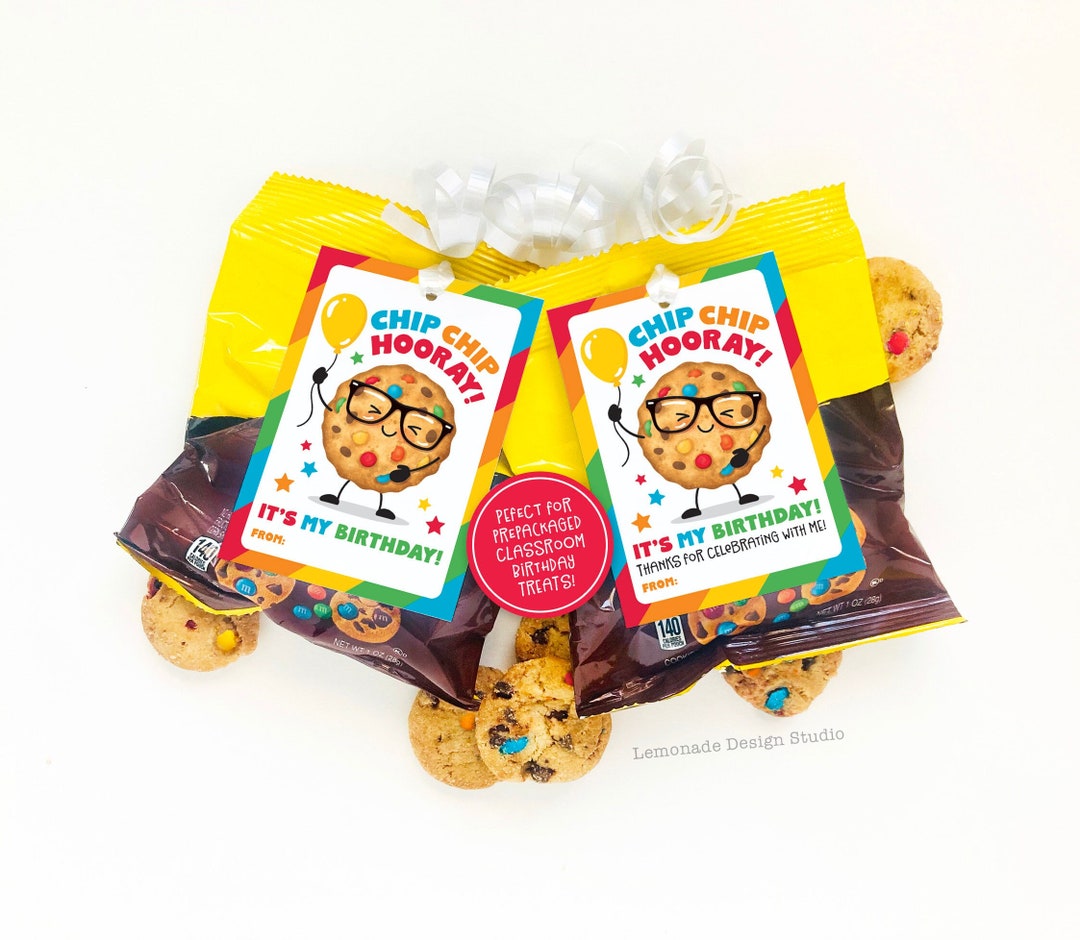 Printable Classroom Birthday Favor Tag Rainbow Chip Chocolate Chip ...