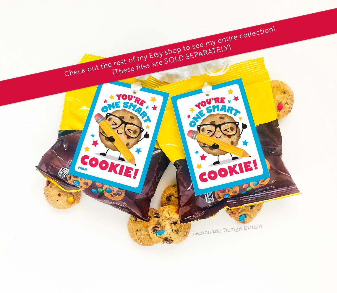 Printable You're One Smart Cookie Classroom Treat Tag Gift Tag Testing ...