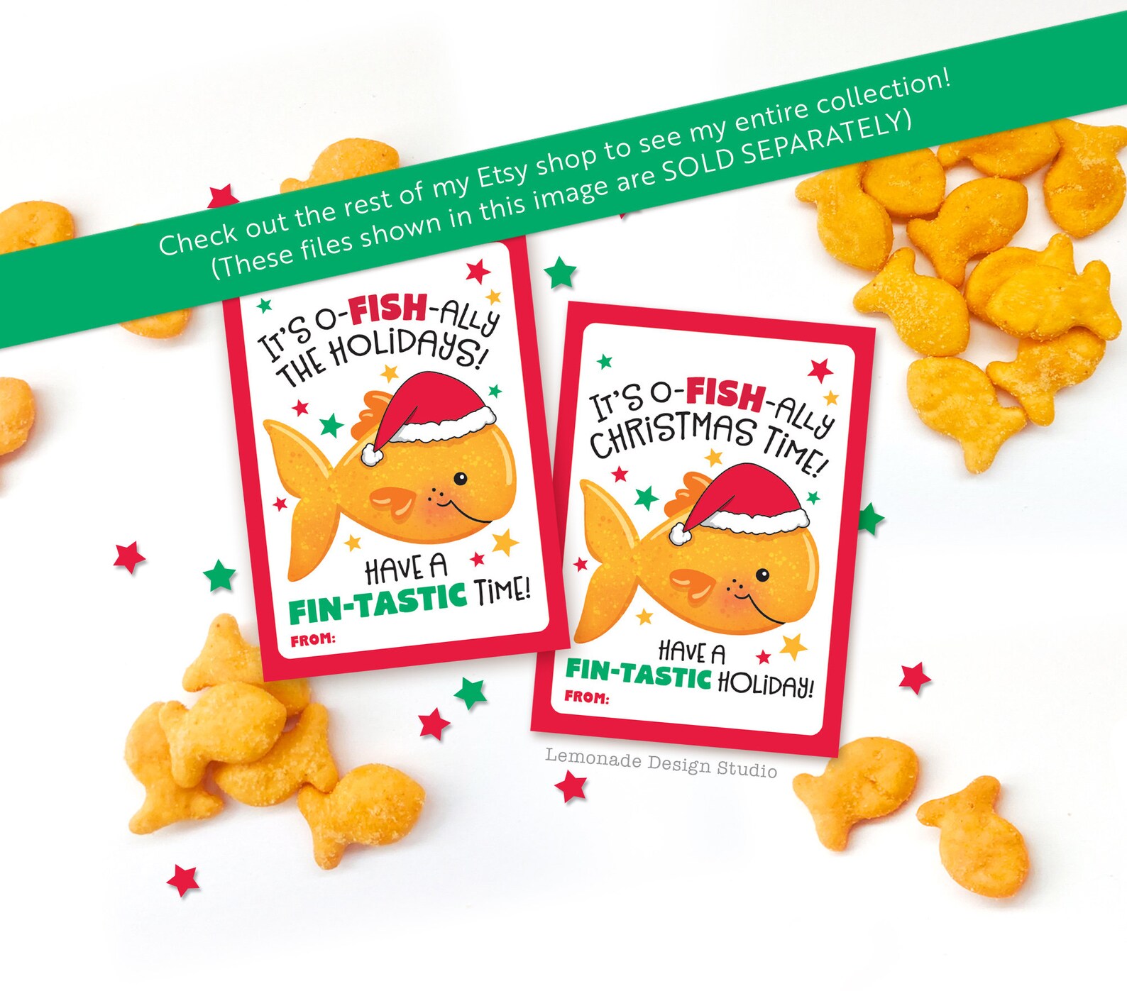 Printable Christmas Snack Tag Goldfish Crackers Classroom Non-candy ...