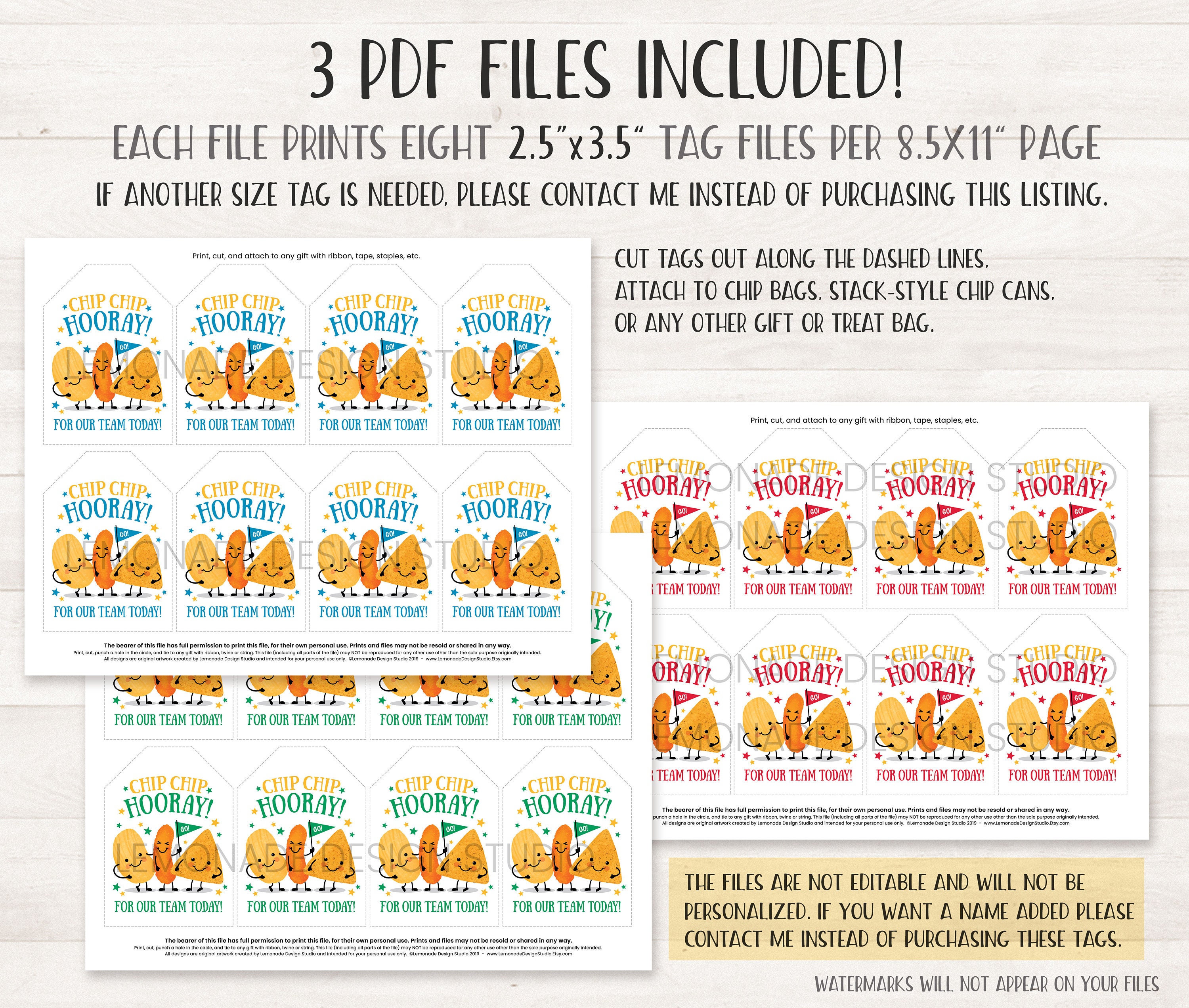 Printable Team Snack Tag Team Treat Tag Good Luck Gift Chip - Etsy