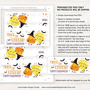 Printable Halloween Class Favors Treat Bag Toppers Cheese Halloween ...